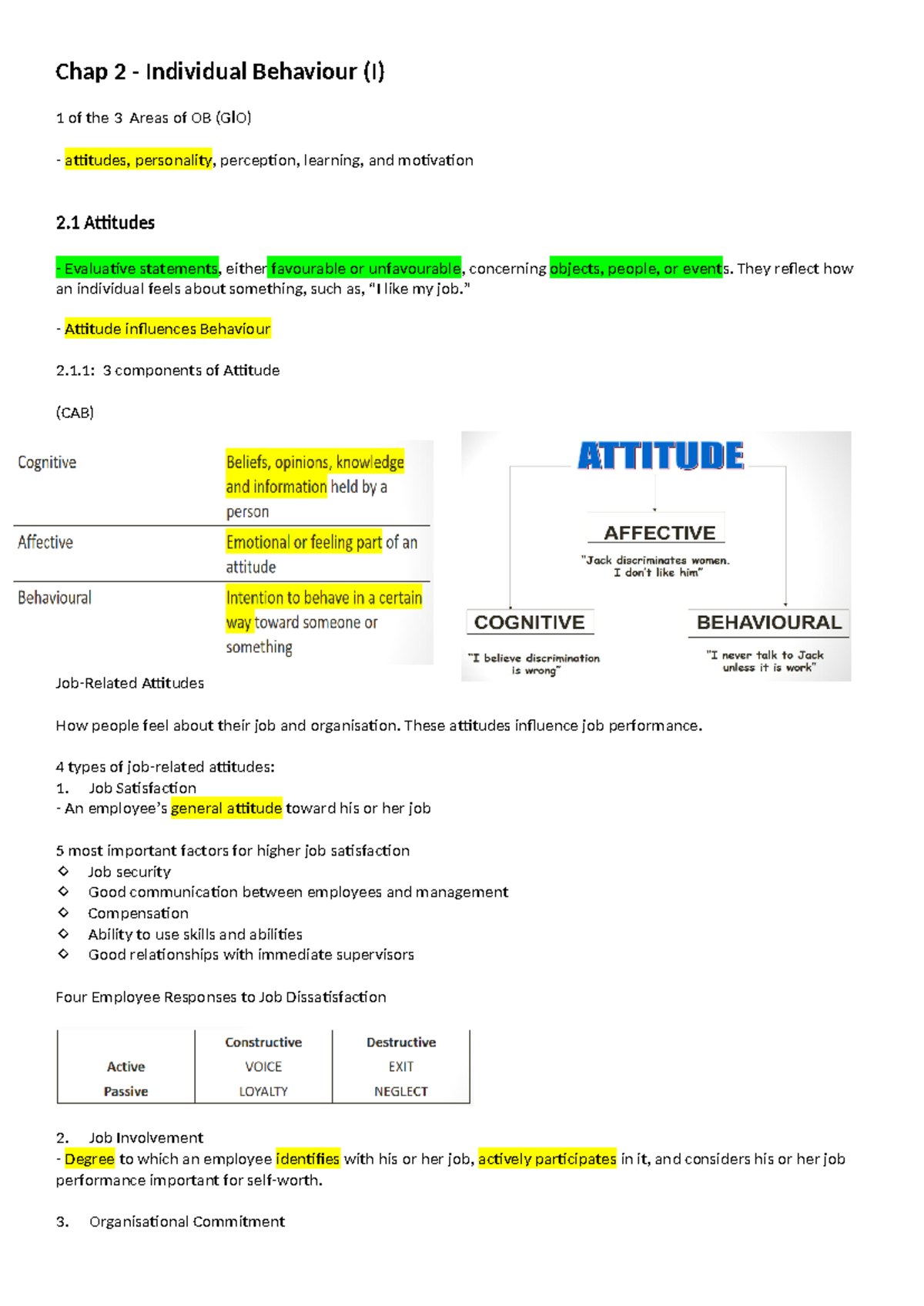 CHP 2(I) (L2) - notes - Chap 2 - Individual Behaviour (I) 1 of the 3 ...