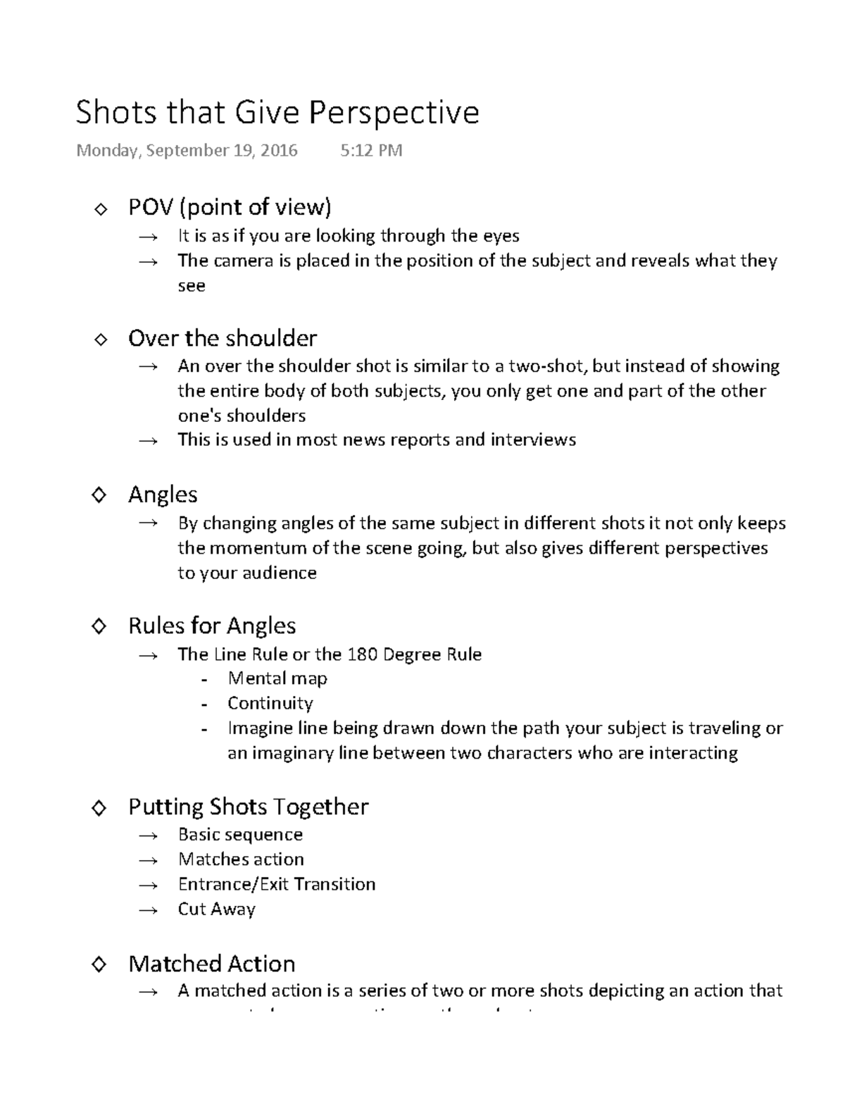 Shots that Give Perspective - Studocu