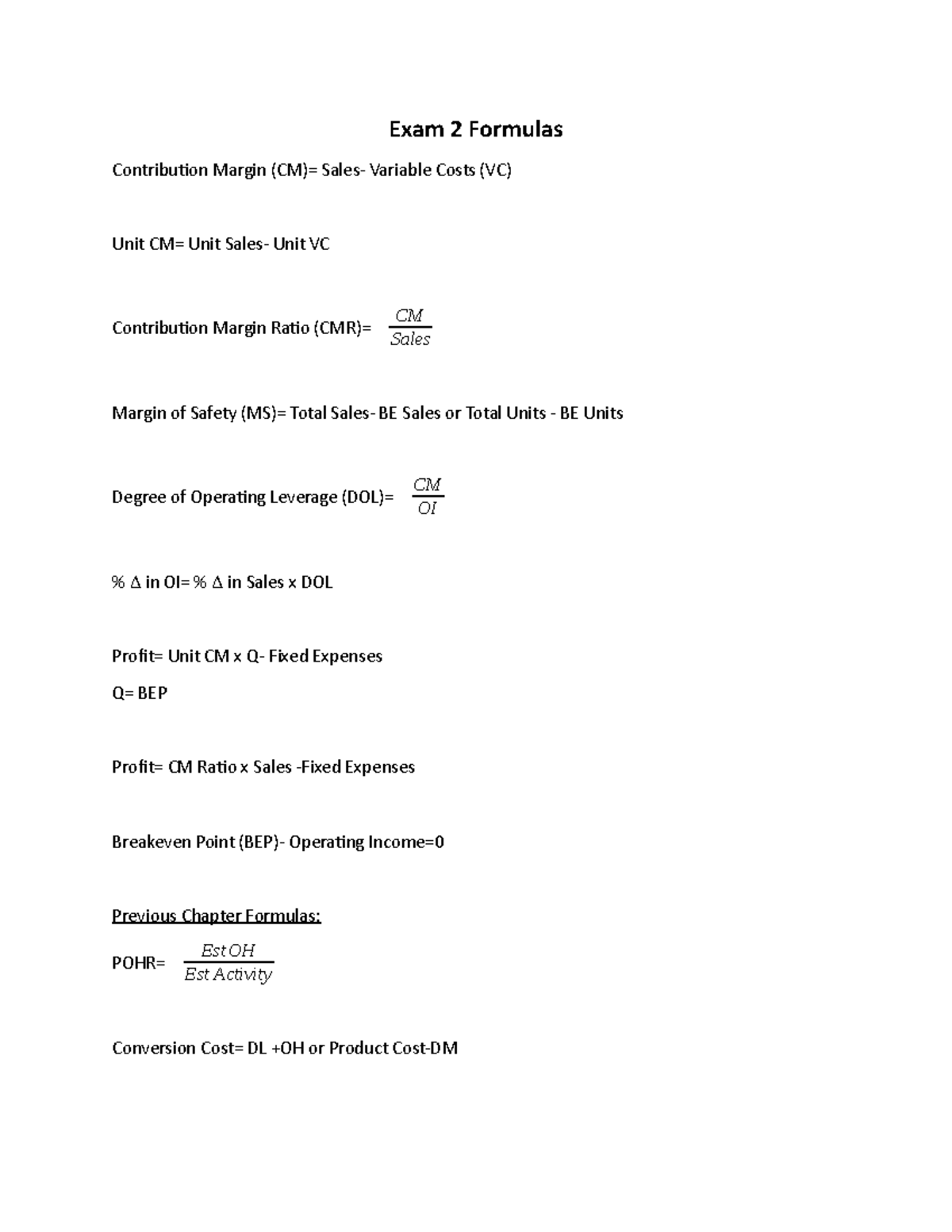 ACC 202 Exam 2 Formulas - notes for lectures. ice and ica solutions ...
