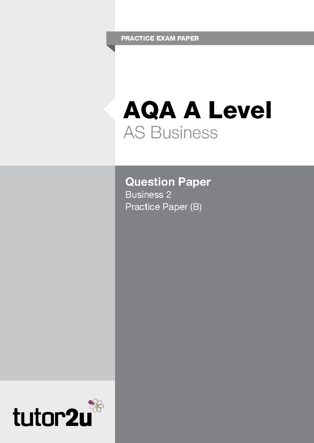 AS business 2 paper 2 practice paper B - AS Business PRACTICE EXAM ...