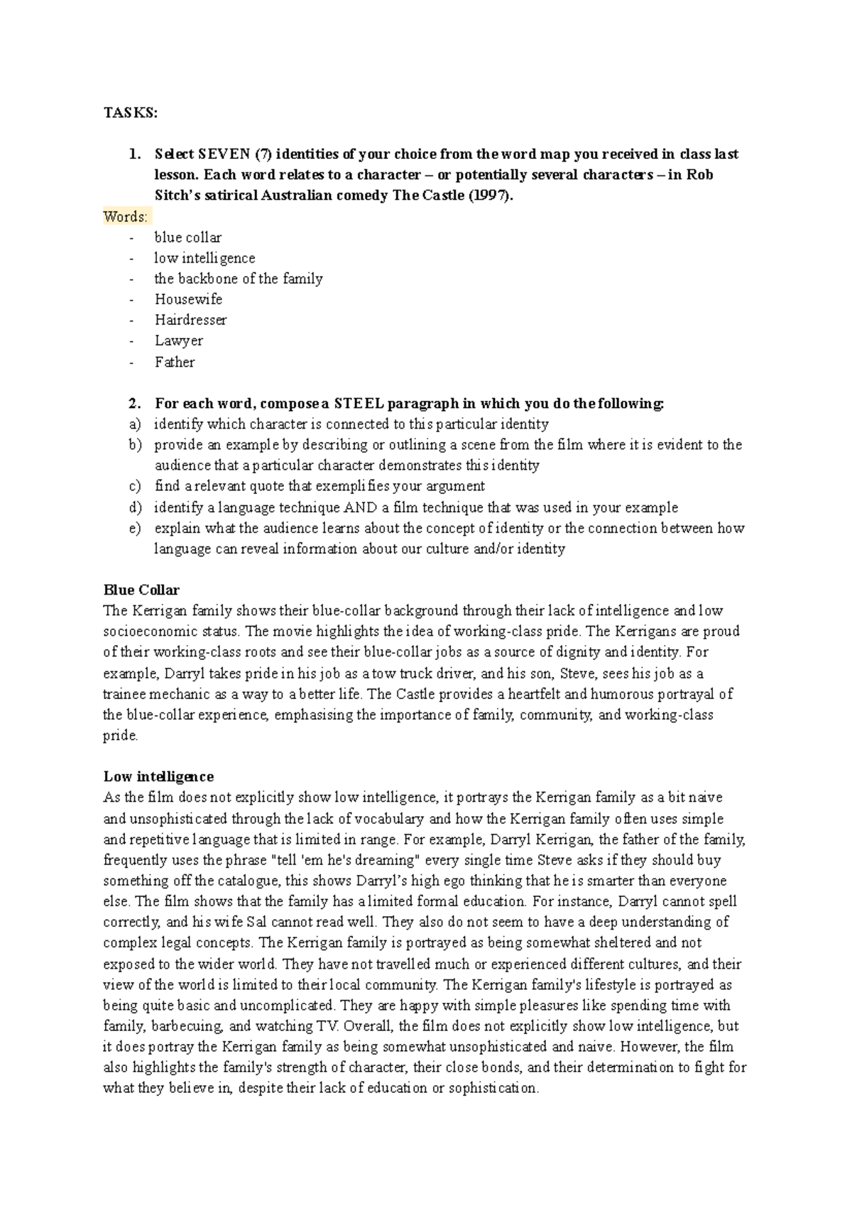 Identities in The Castle: Blue Collar Low Intelligence Housewife ...