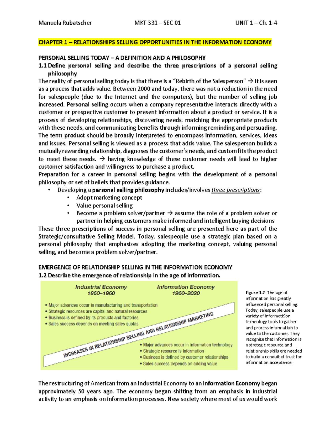 Summary book MKT 331 - CHAPTER 1 – RELATIONSHIPS SELLING OPPORTUNITIES ...