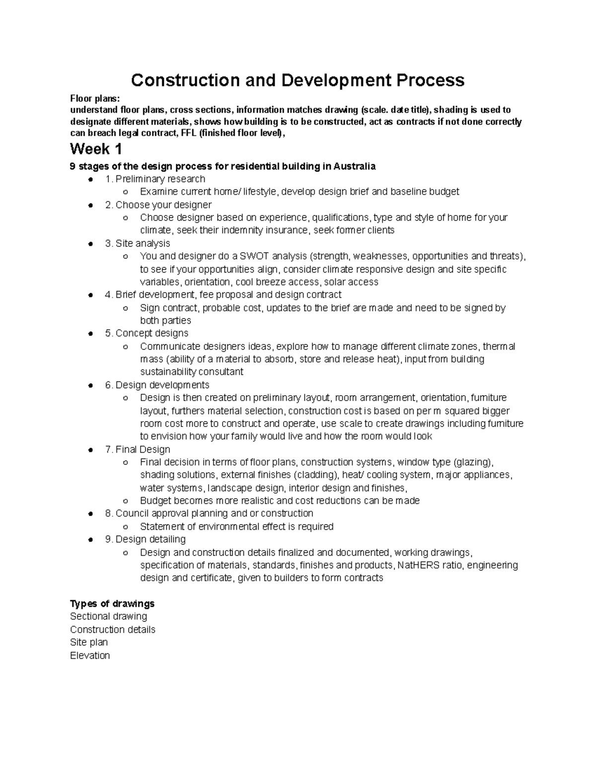 Construction and Development Process - date title), shading is used to ...