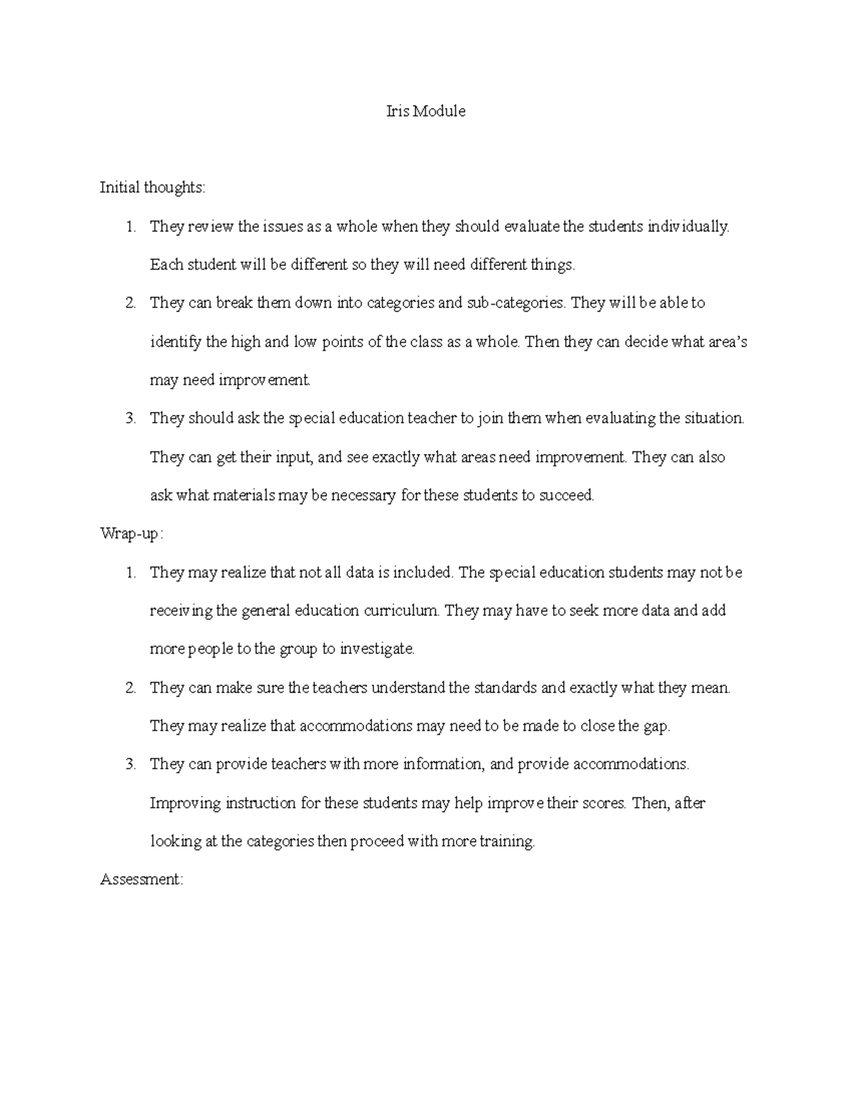 Iris Module-5 - From the iris website, the final review questions ...