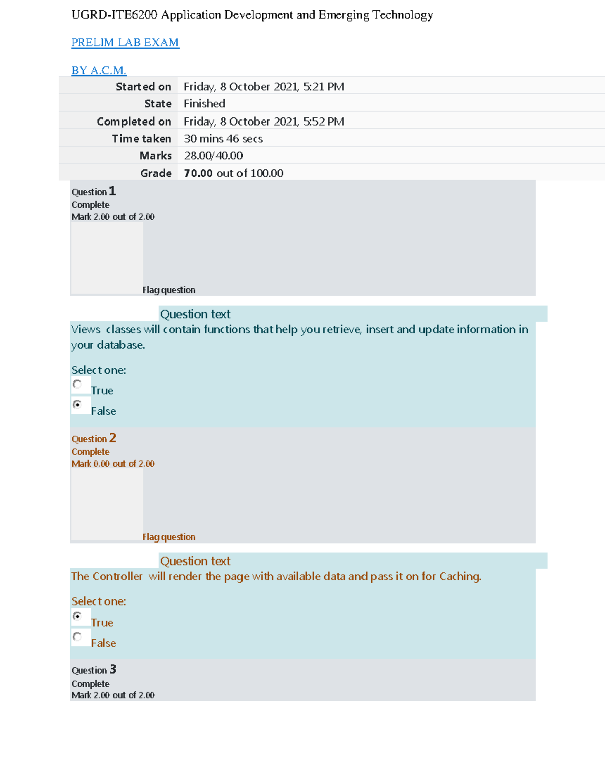 Prelim LABS Exams - Application Development AND Emerging Technology - Application Development ...