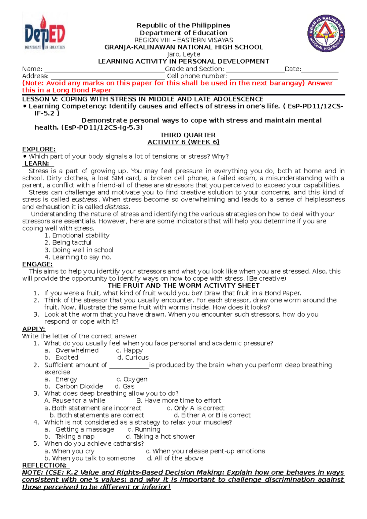 LAS Perdev WEEK 6 - The different author - Republic of the Philippines ...