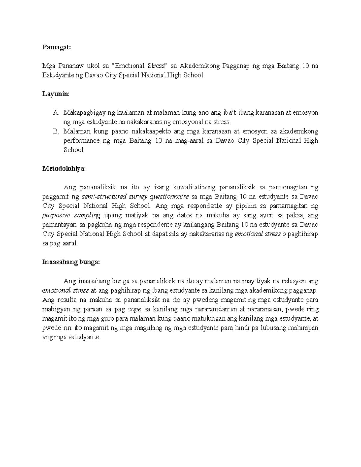 Konseptong Papel - notes about the content of a concept paper for ...
