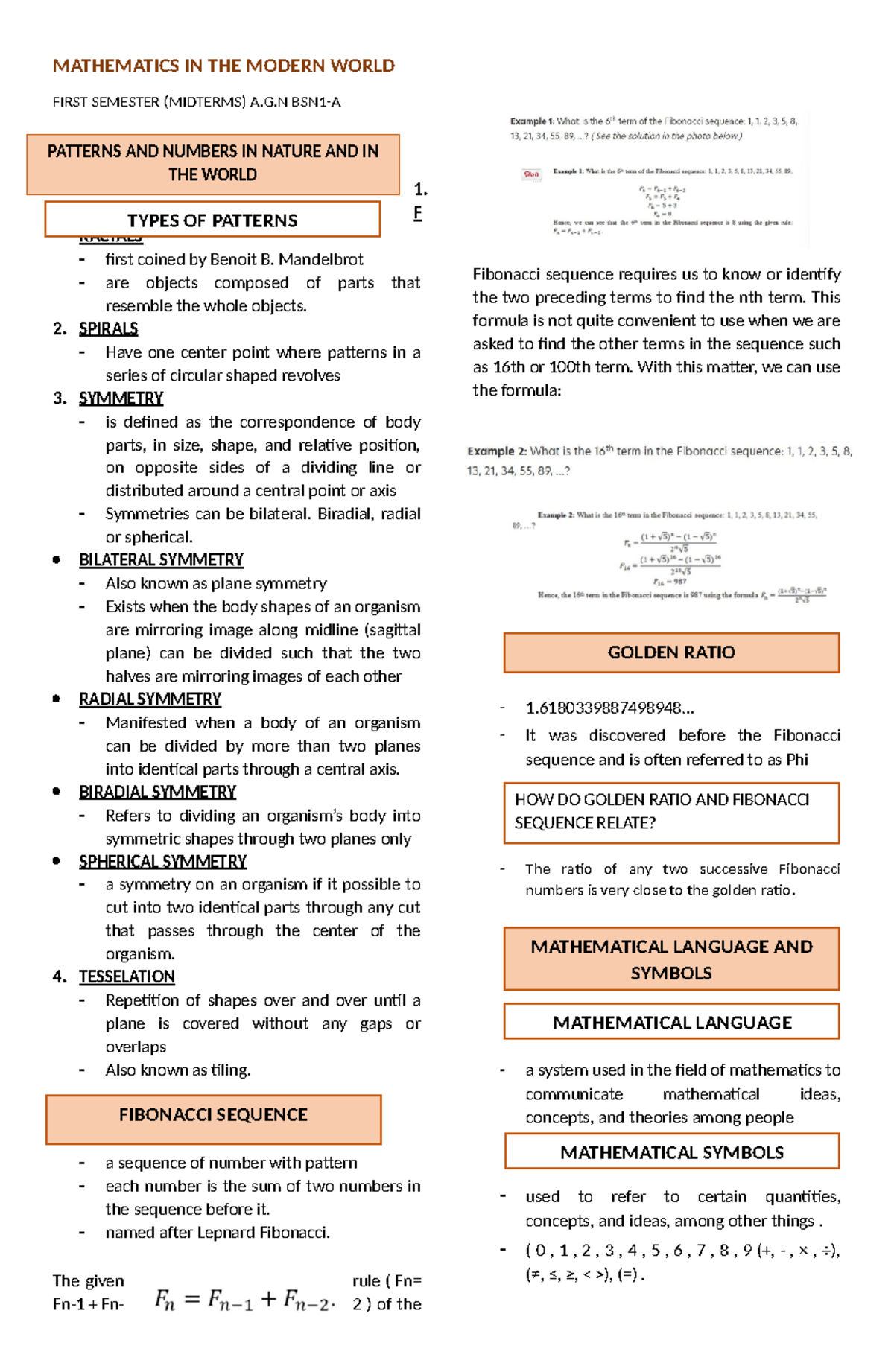 Transes mmw - mathematics in modern world - FIBONACCI SEQUENCE GOLDEN RATIO MATHEMATICAL ...