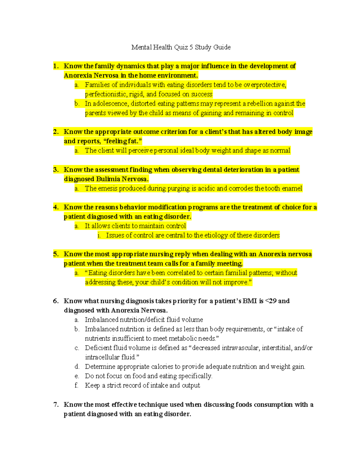 Mental Health Quiz 5 Study Guide - Mental Health Quiz 5 Study Guide ...