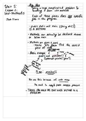 Unit 5: Lessons 1, 2, 3 - Goes over the structure of a method. 5.1 ...