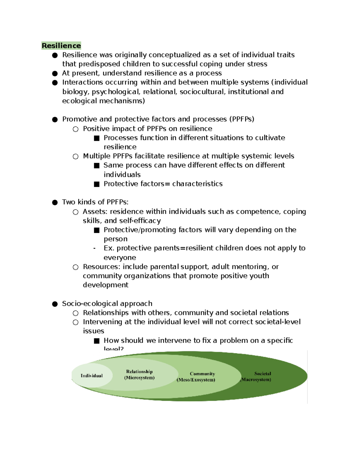 HS 1110 Final Review - Resilience Resilience was originally ...