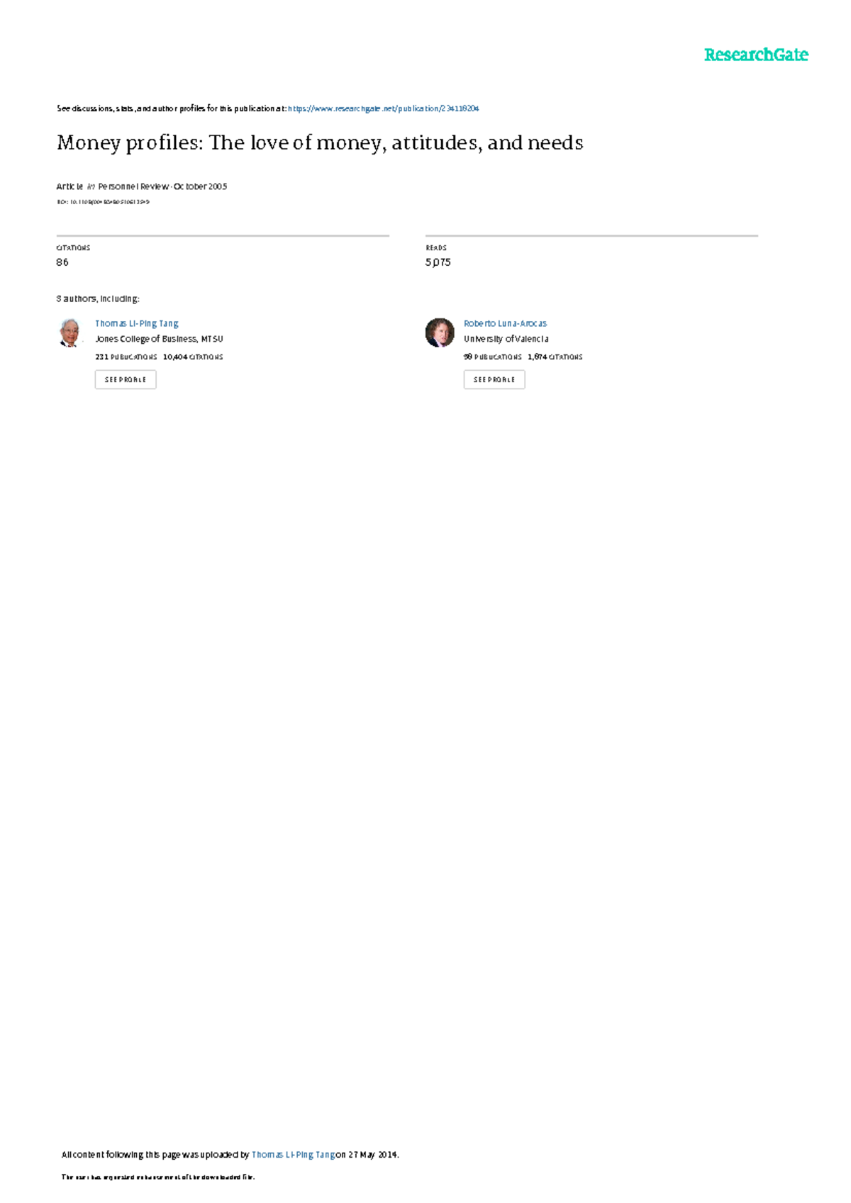 PR2005 Tang Tang Luna Money Profile - See discussions, stats, and ...