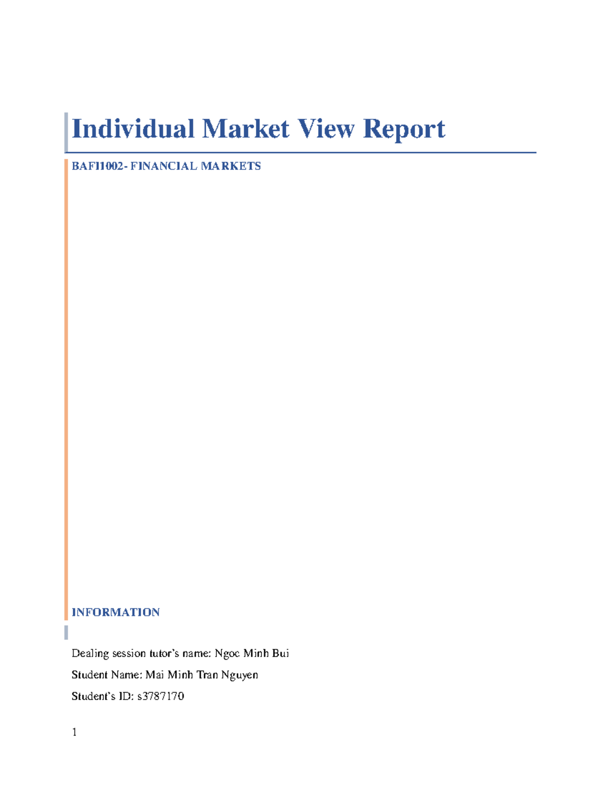Individual Market View Report - Individual Market View Report BAFI1002 ...
