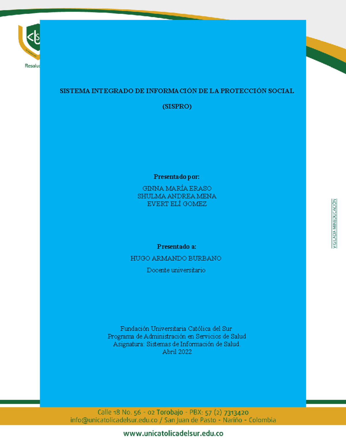 Analisis Sispro Final - salud - SISTEMA INTEGRADO DE INFORMACIÓN DE LA ...