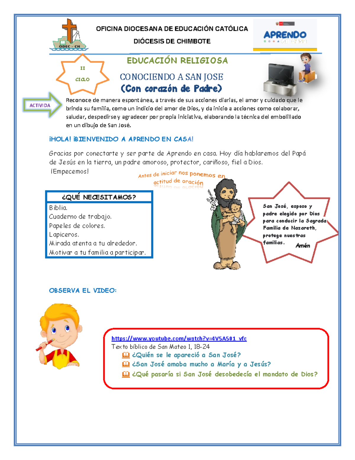 Inicial - RELIGION - OFICINA DIOCESANA DE EDUCACIÓN CATÓLICA DIÓCESIS ...