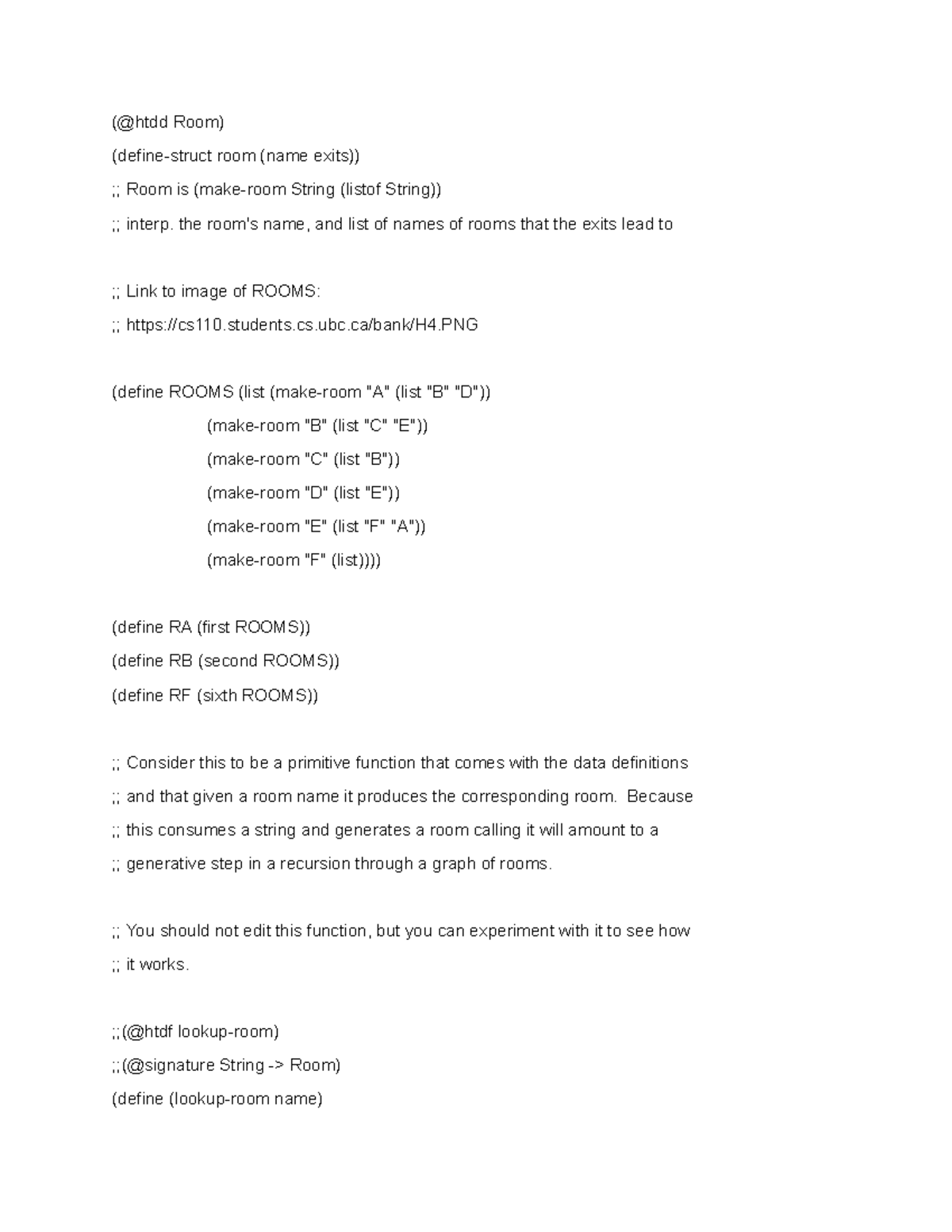 Countrooms solution graph practice question - (@htdd Room) (define ...