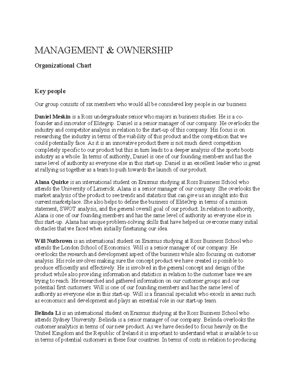 organisational chart - MANAGEMENT & OWNERSHIP Organizational Chart Key ...