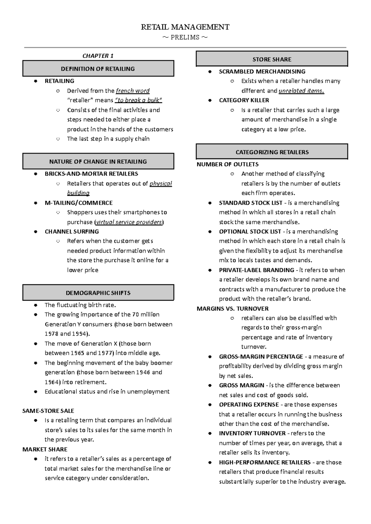 Retail- Management - ～ PRELIMS ～ CHAPTER 1 DEFINITION OF RETAILING ...