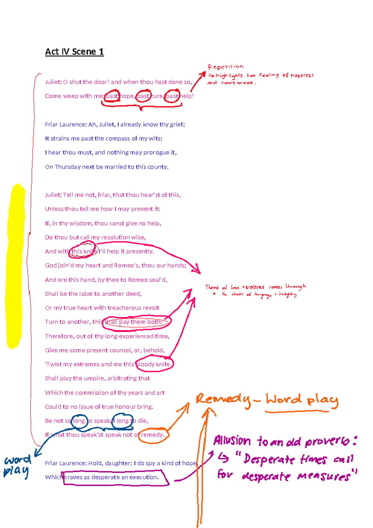 Act IV Scene 1 excerpt - Year 9 romeo and juliet - Act IV Scene 1 ...