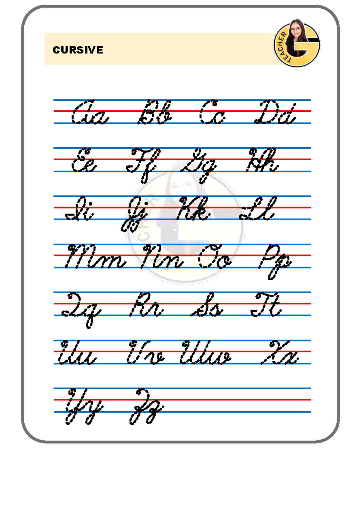 Cursive Practice 1 to 3 - Education - Aa Bb Cc Dd Ee Ff Gg Hh Ii Jj Kk ...