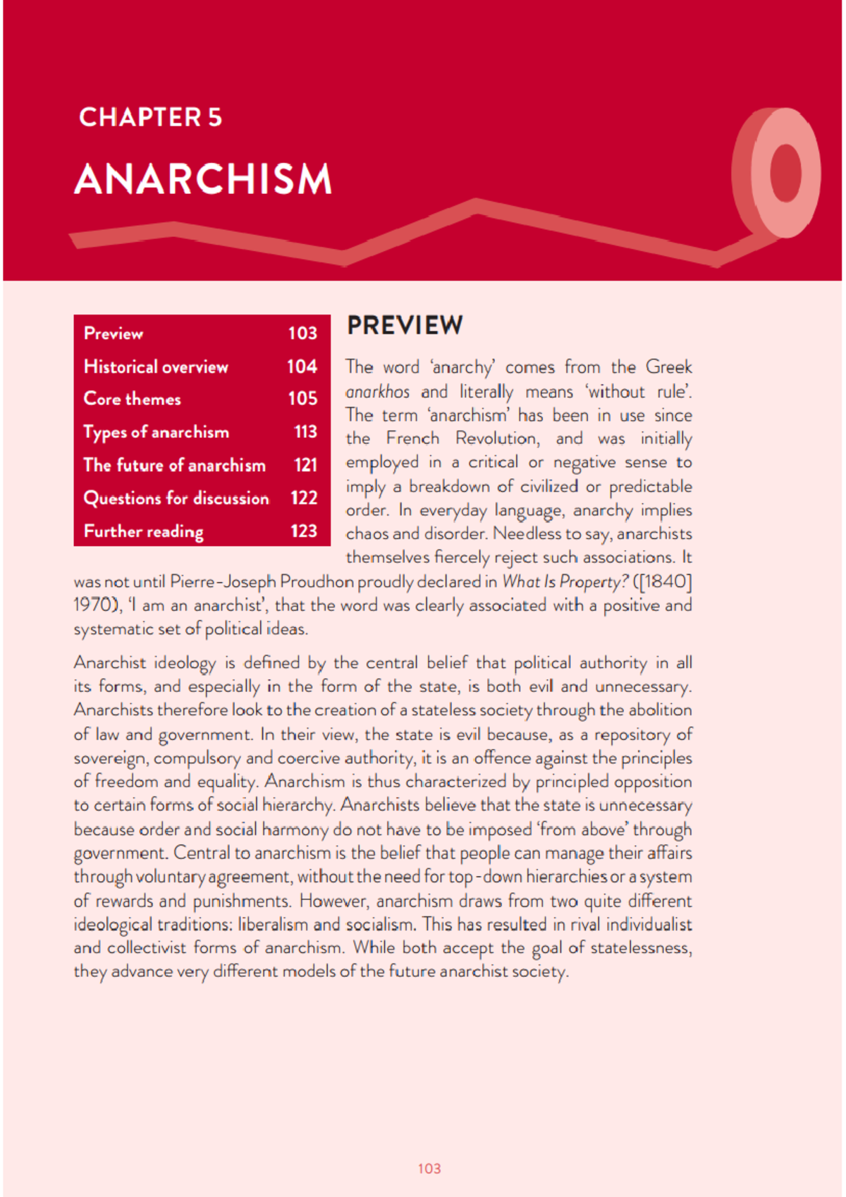 Print - Marxism - CHAPTER 5 ANARCHISM Preview 103 PREVIEW Historical ...