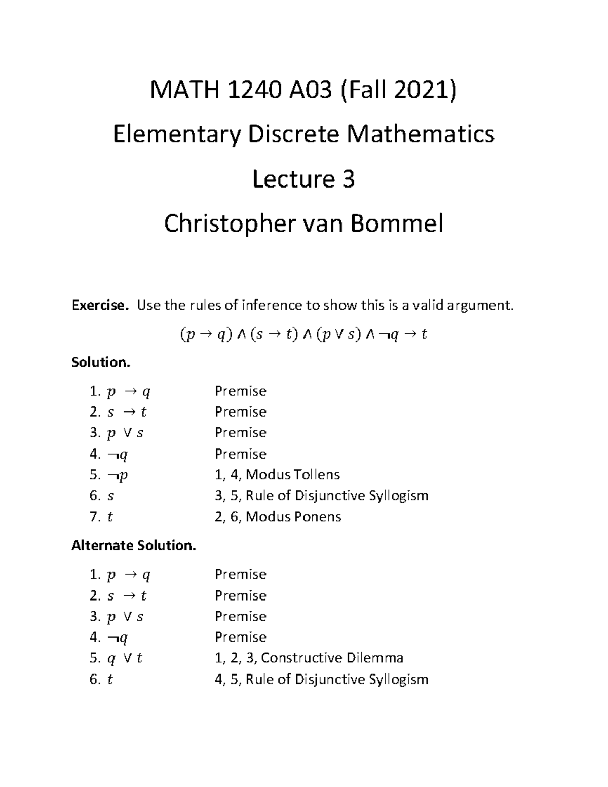 Lecture 3.pdf, Fall- 2021 notes Discrete Mathematics - MATH 1240 A03 ...