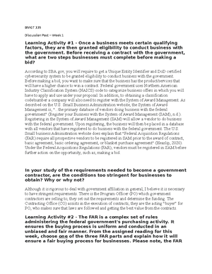 WK 7 - Learning Activity - Learning Activity #1 - After reviewing FAR ...