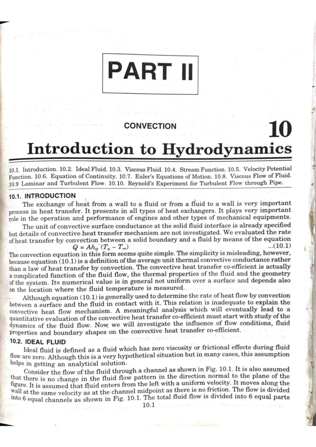 Intro to hydrodynamics - PART II CONVECTION 10 Introduction to Hydrodynamics 10. Introduction ...