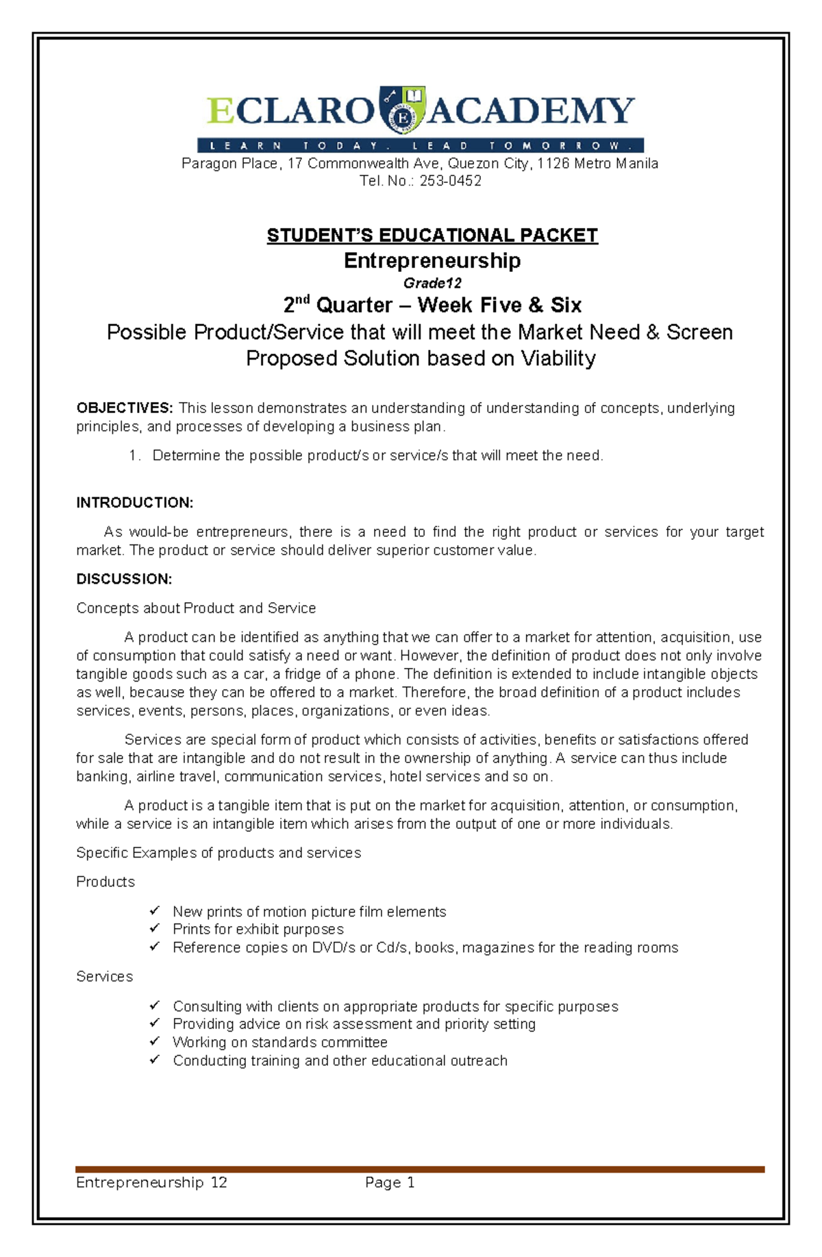 Entrepreneurship LP Week 5 6 - Paragon Place, 17 Commonwealth Ave ...