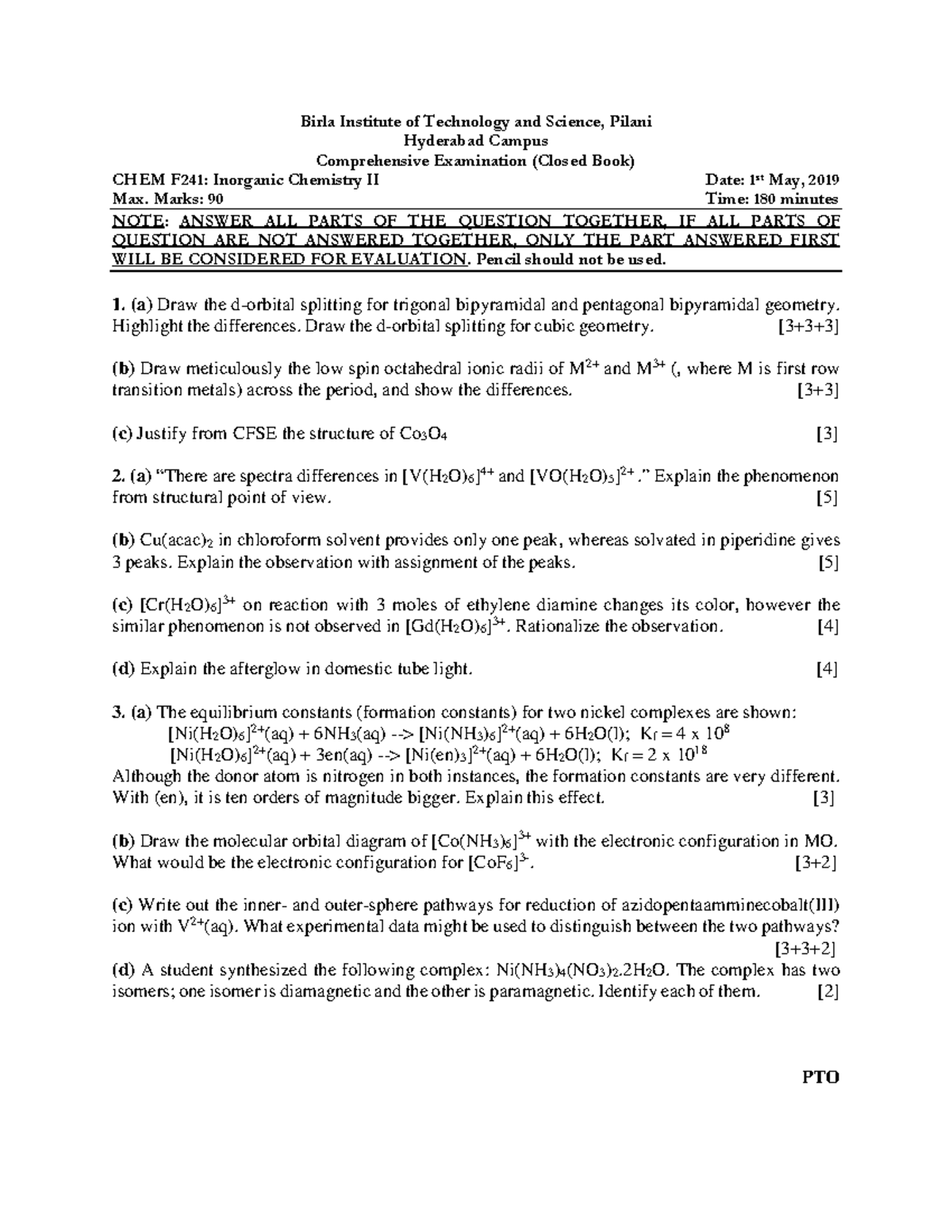 Compre-3 - These are previous year question papers - Birla Institute of ...