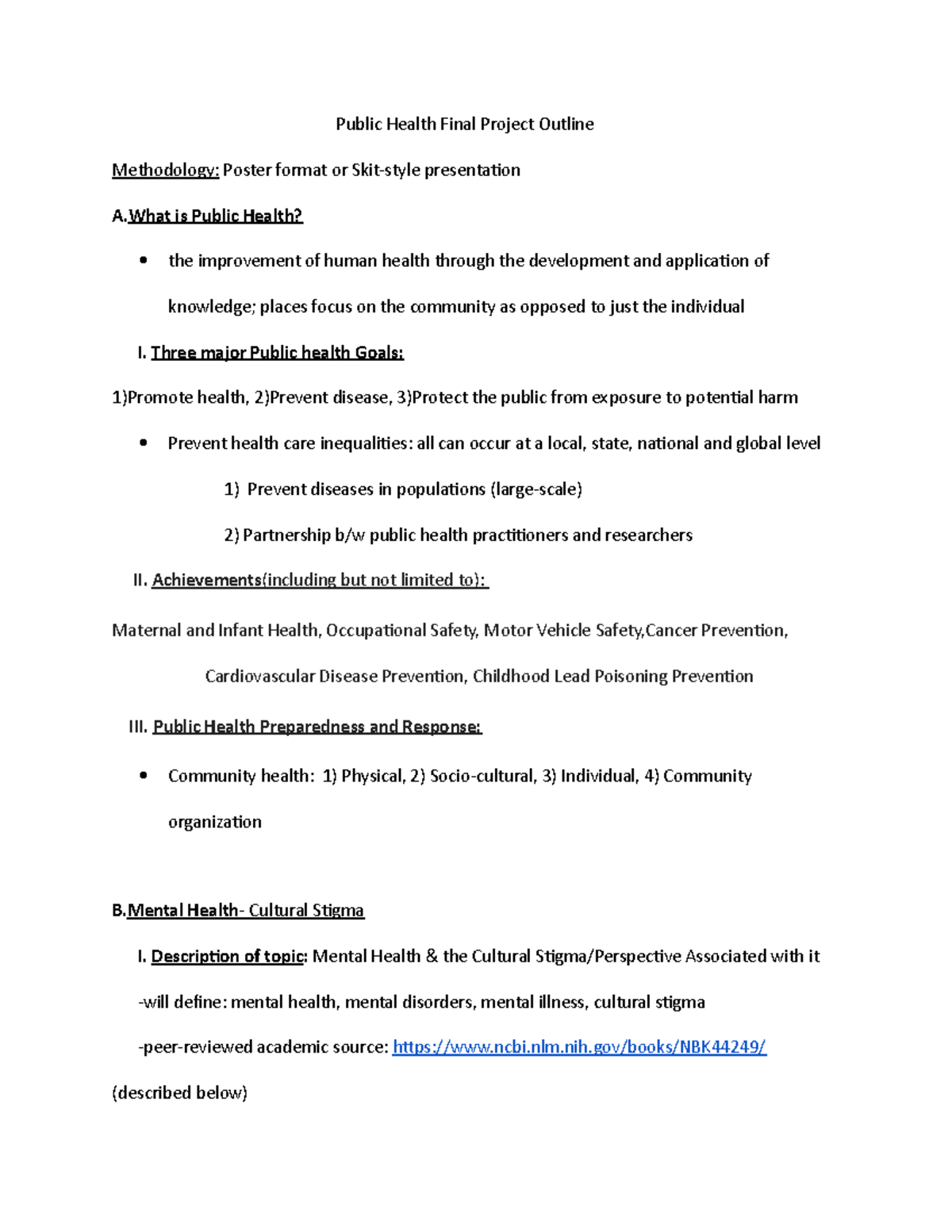 Fmph 40 notes - Professor Armenta - Public Health Final Project Outline ...