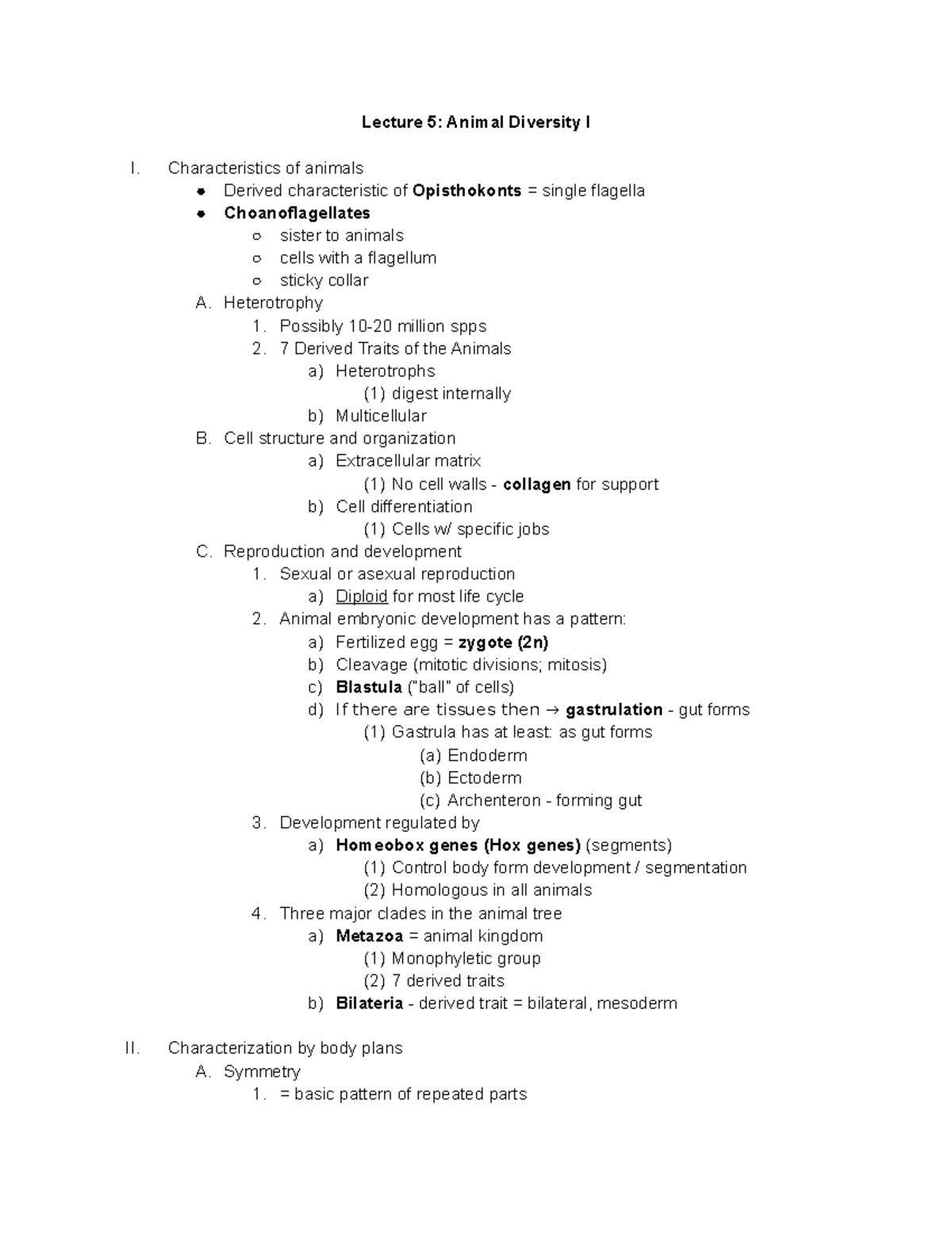 Animal Diversity I III Characteristics Of Animals Derived animal-diversity-i-iii-characteristics-of-animals-derived
