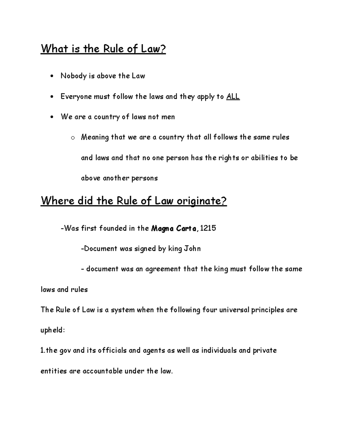 United states government - What is the Rule of Law? Nobody is above the ...