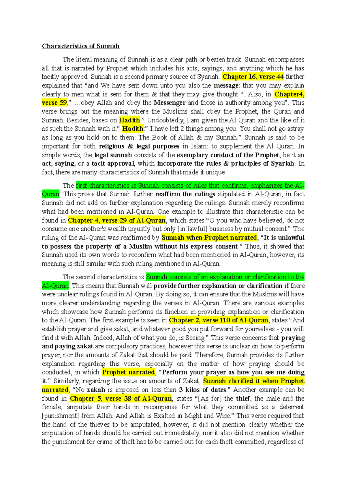 Characteristics of Sunnah - Sunnah encompasses all that is narrated by ...