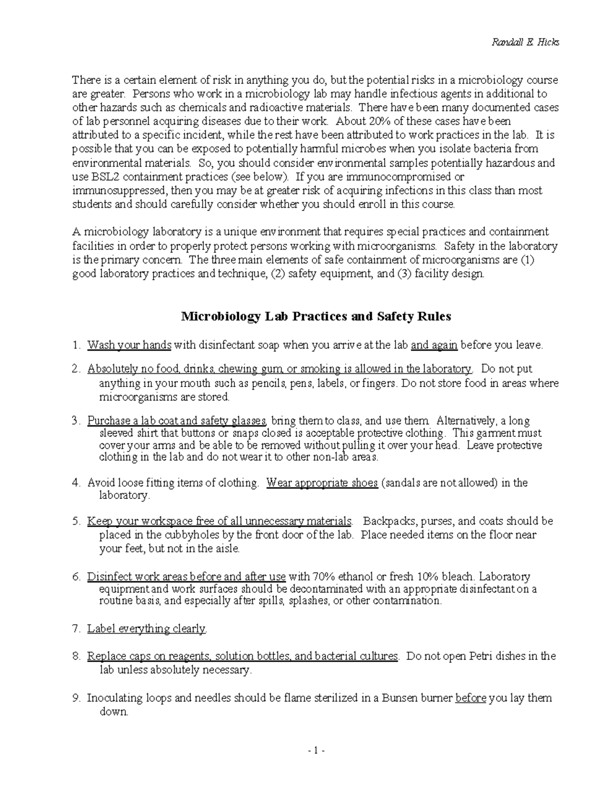 Microbiology Lab Safety - There is a certain element of risk in ...