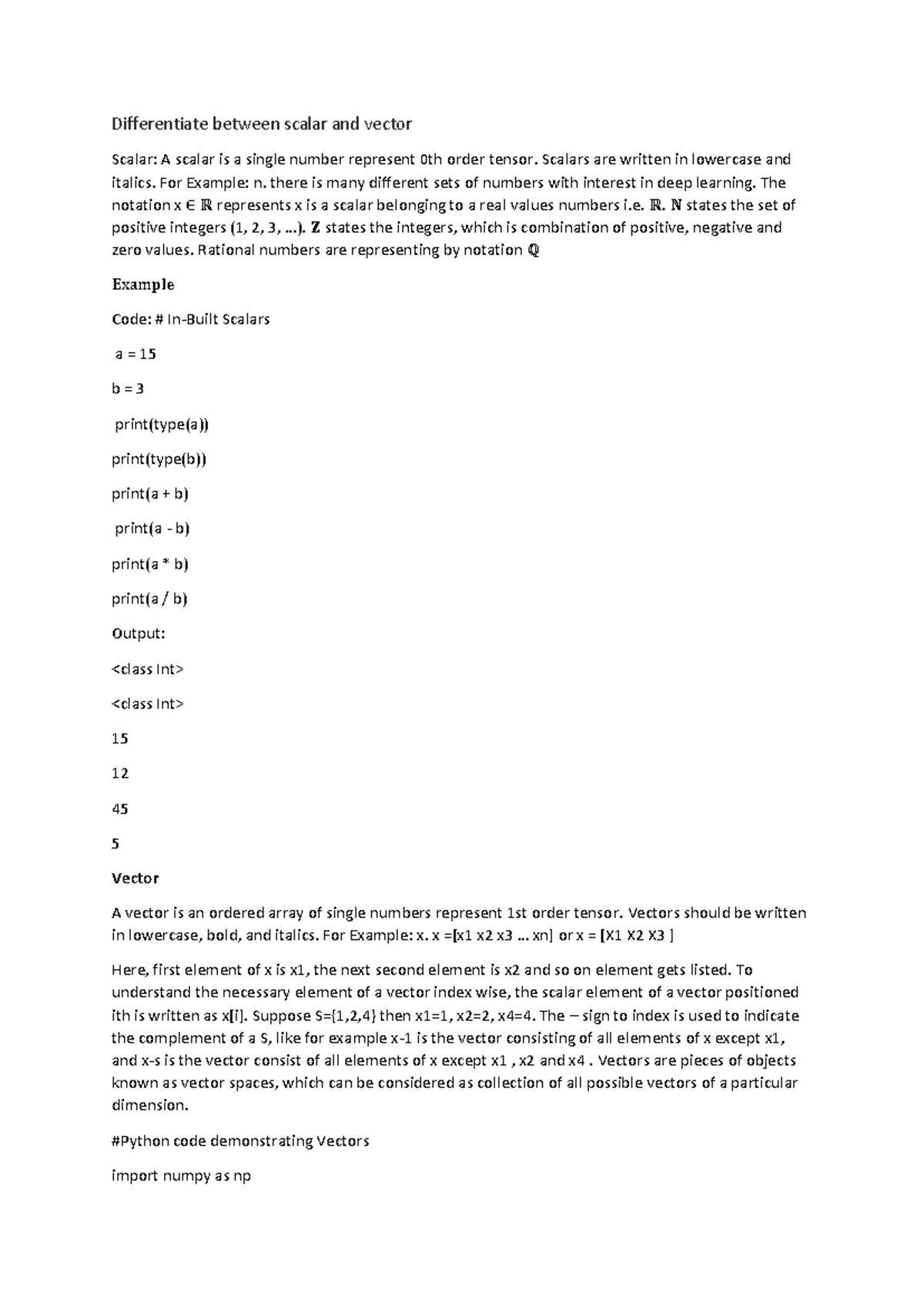 Msc IT part 2 deep learning unit 1notes - Differentiate between scalar ...