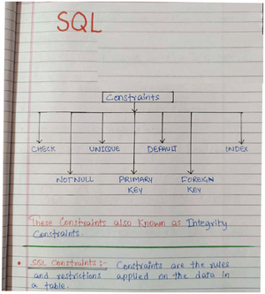 SQL Handwritten Notes - not -.... _s a L ~ -Sall.... j s a non p~~ uara ...