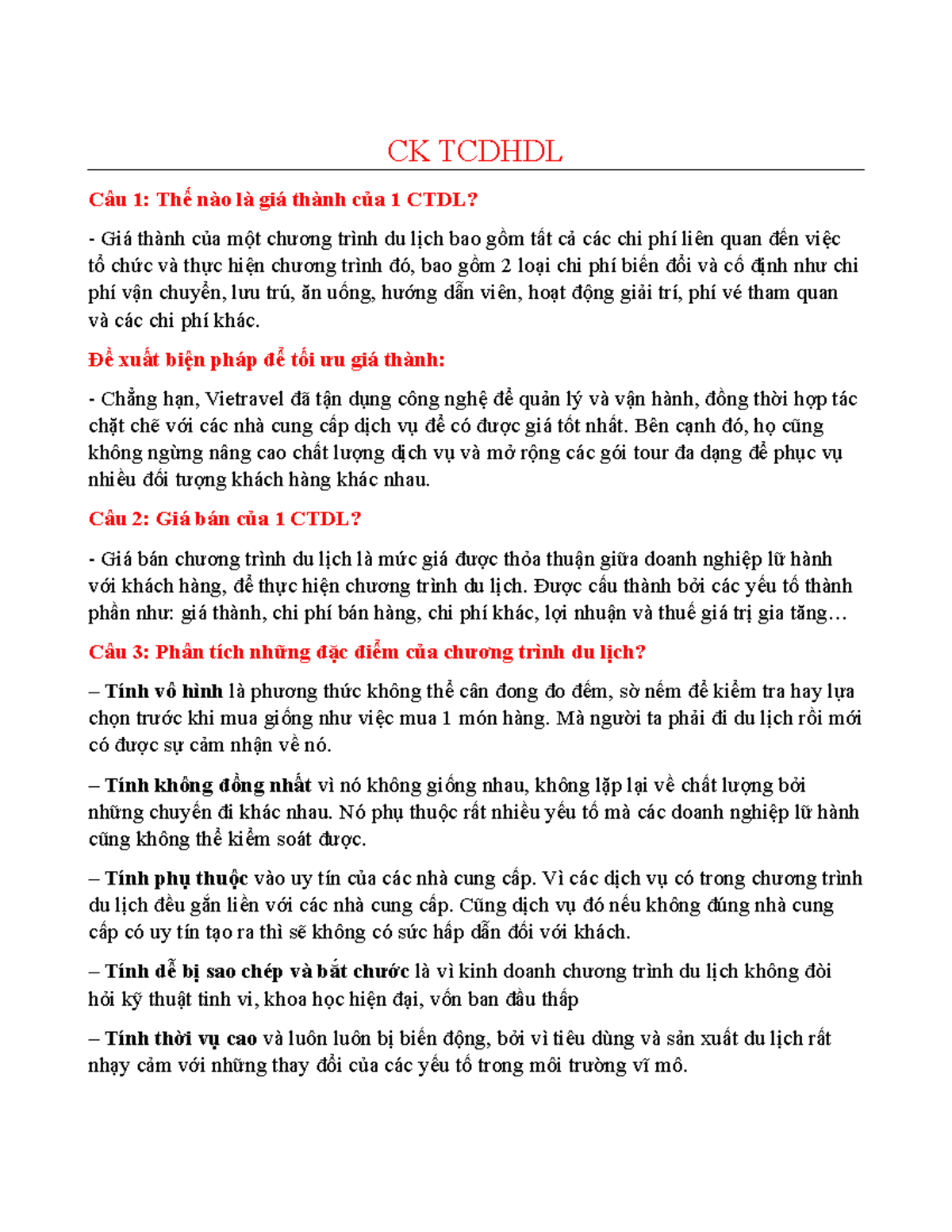 CK Tcdhdl - RẤT BỔ ÍCH - CK TCDHDL Câu 1: Thế nào là giá thành của 1 CTDL? Giá thành của một ...