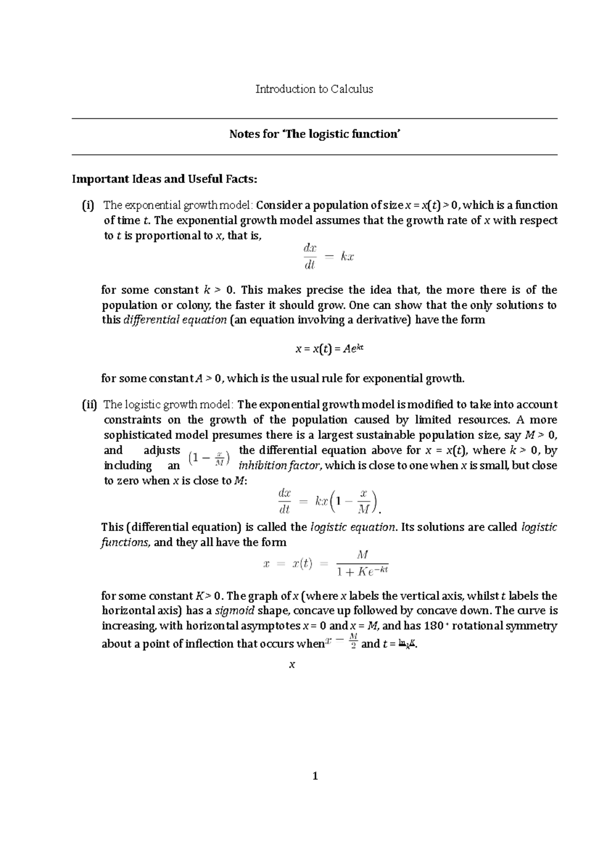 Introduction to Function - Introduction to Calculus Notes for ‘The ...
