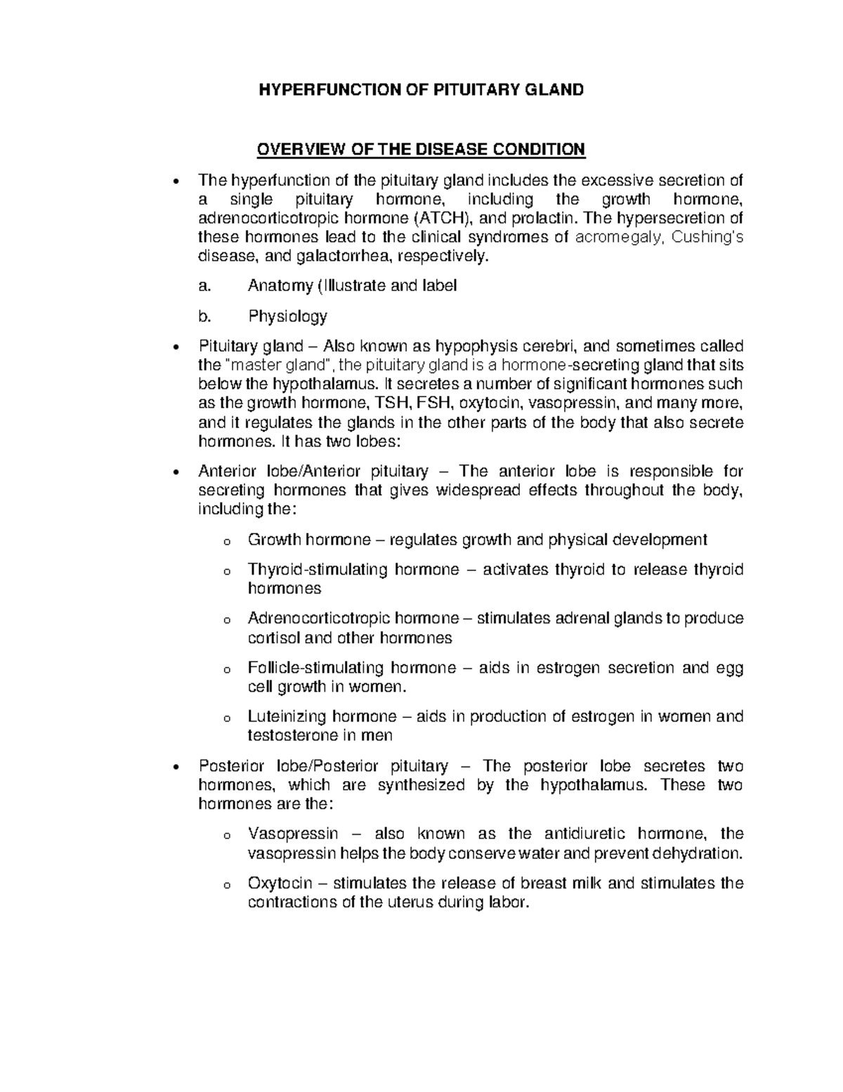 Hyper-HYPO- Function OF THE Pituitary Gland - HYPERFUNCTION OF ...