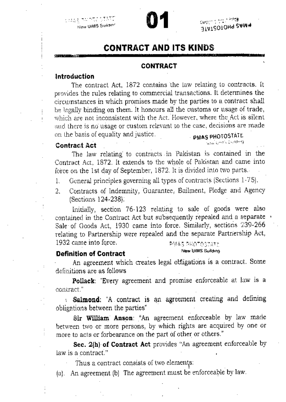 Corporate law scanned book - New UIMS Buildin 01 SAW CONTRACT AND ITS ...