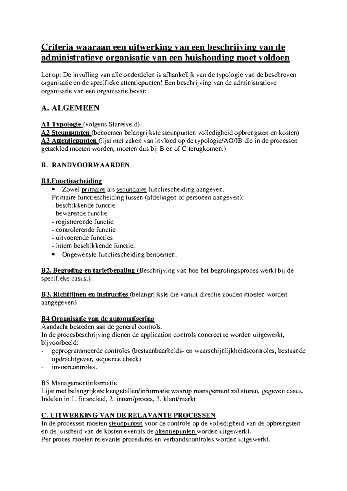 Uitwerkingscriteria AO Beschrijving - Criteria waaraan een uitwerking ...