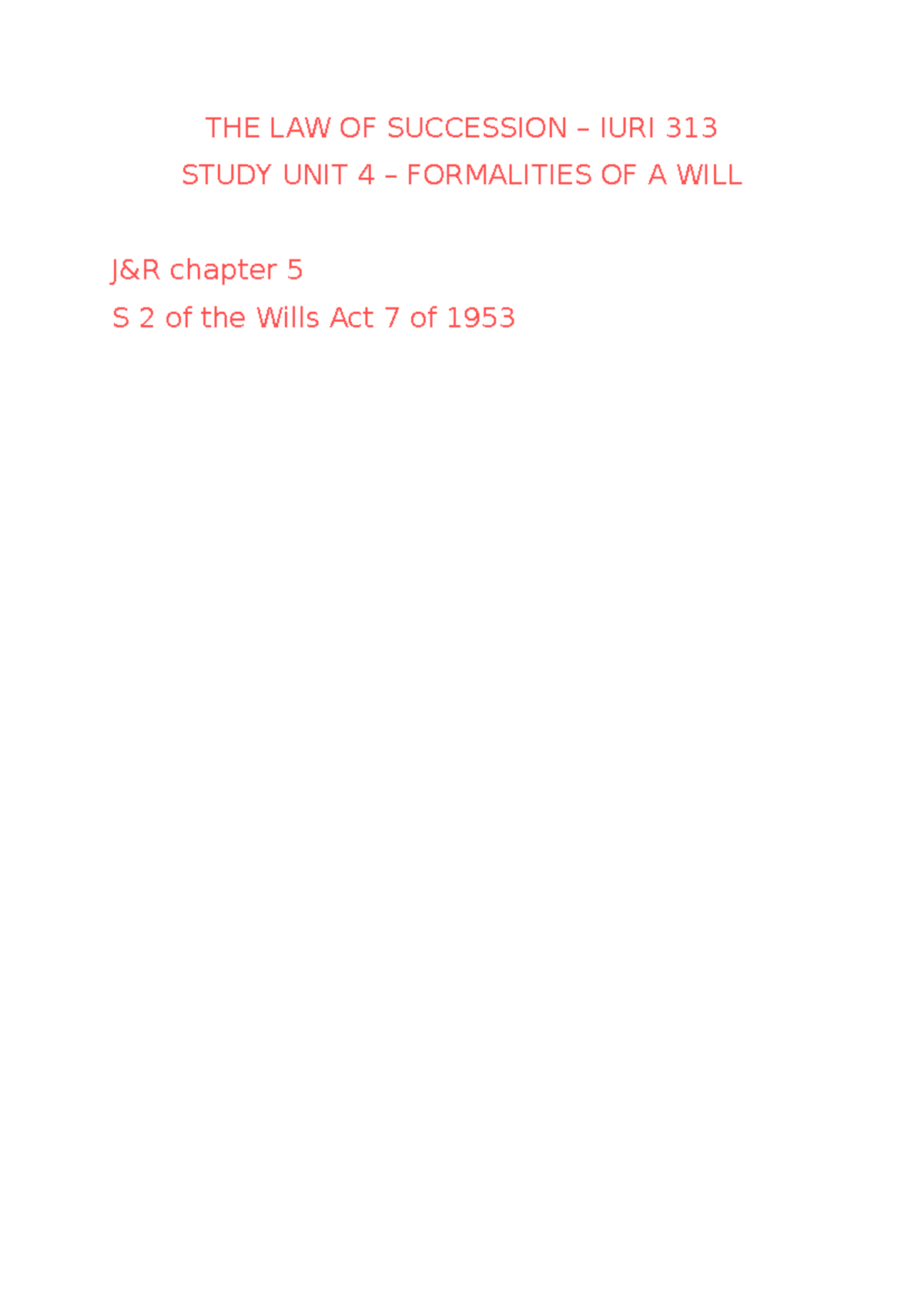 Study UNIT 4 - Succession class slides and textbook summary - THE LAW ...