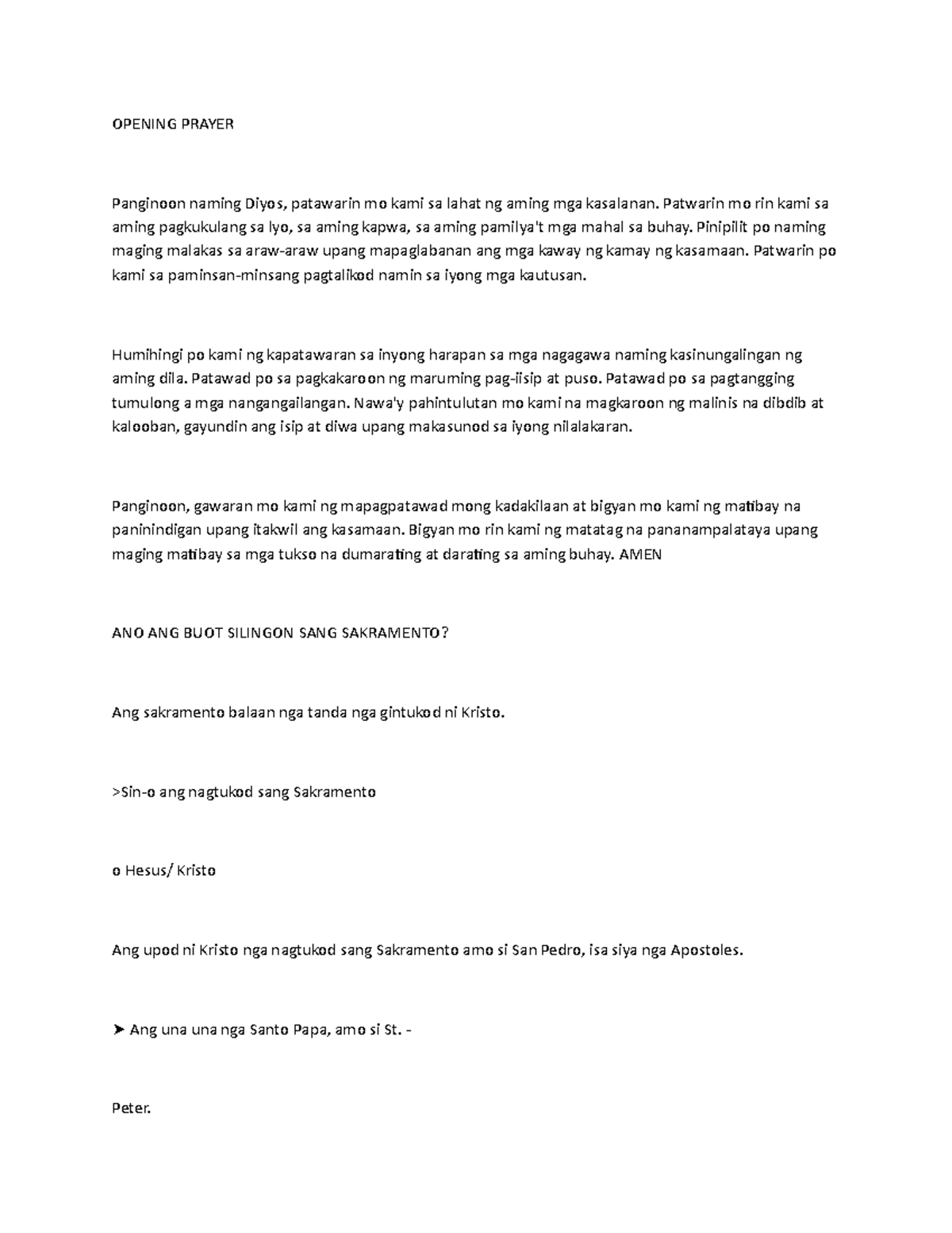 Opening Prayer-WPS Office - OPENING PRAYER Panginoon naming Diyos ...