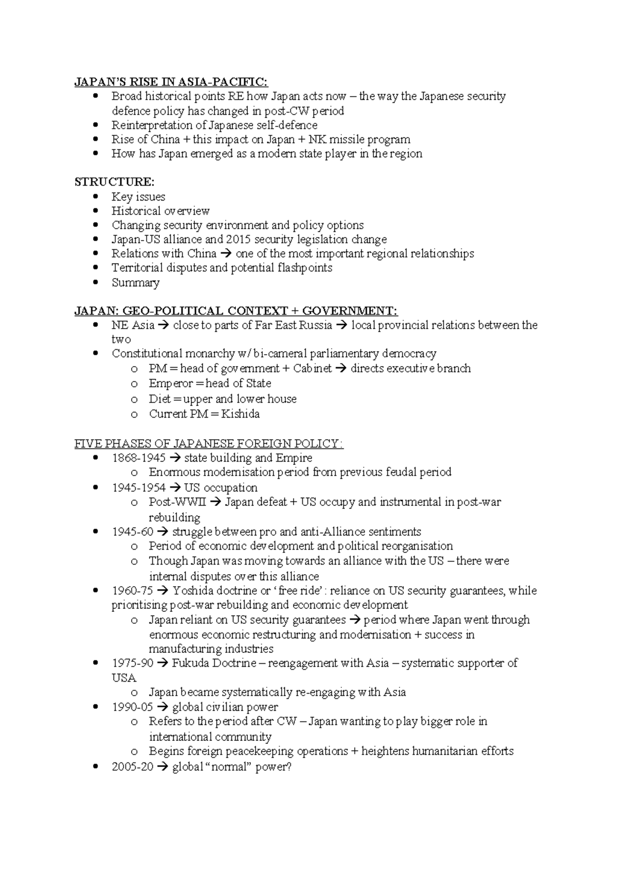 L5 - Japan - lecture notes - JAPAN’S RISE IN ASIA-PACIFIC: Broad ...