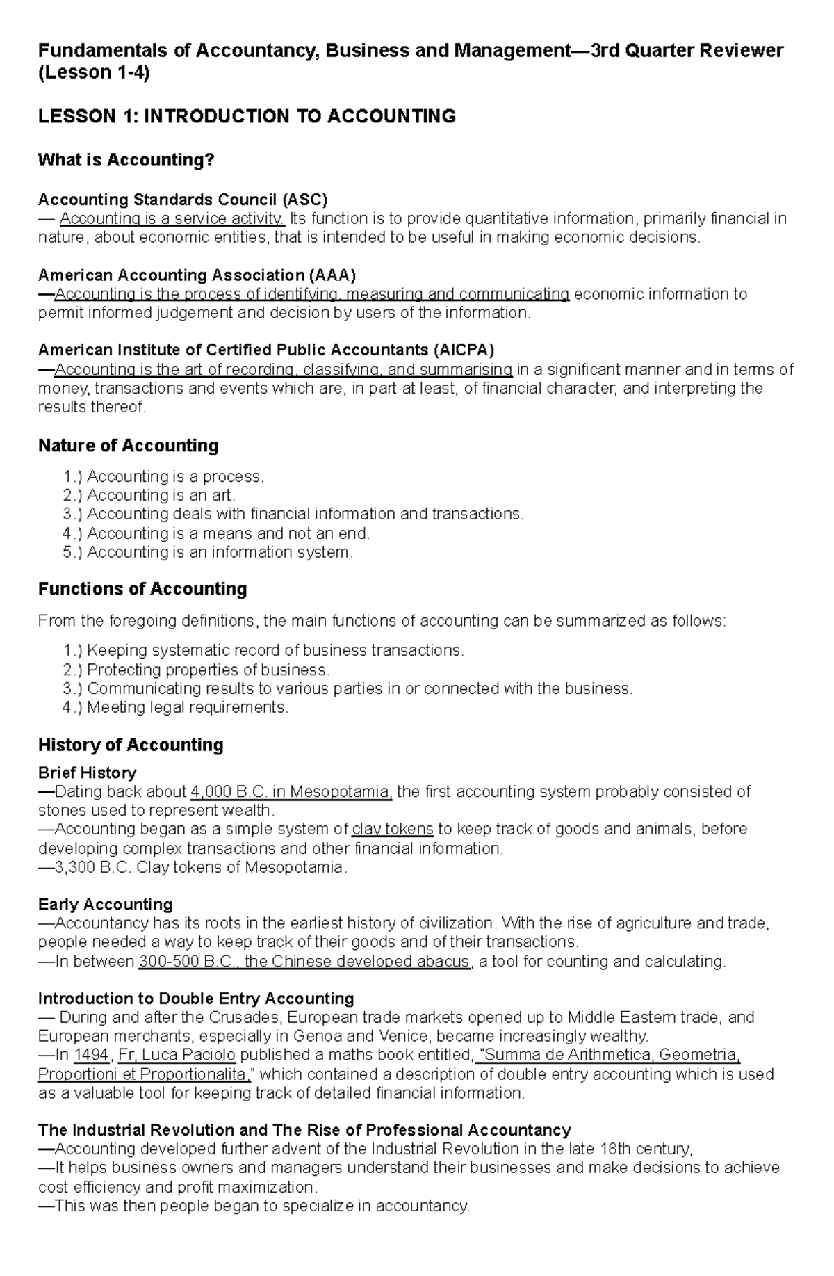 FABM Reviewer - Fundamentals of Accountancy, Business and Management ...