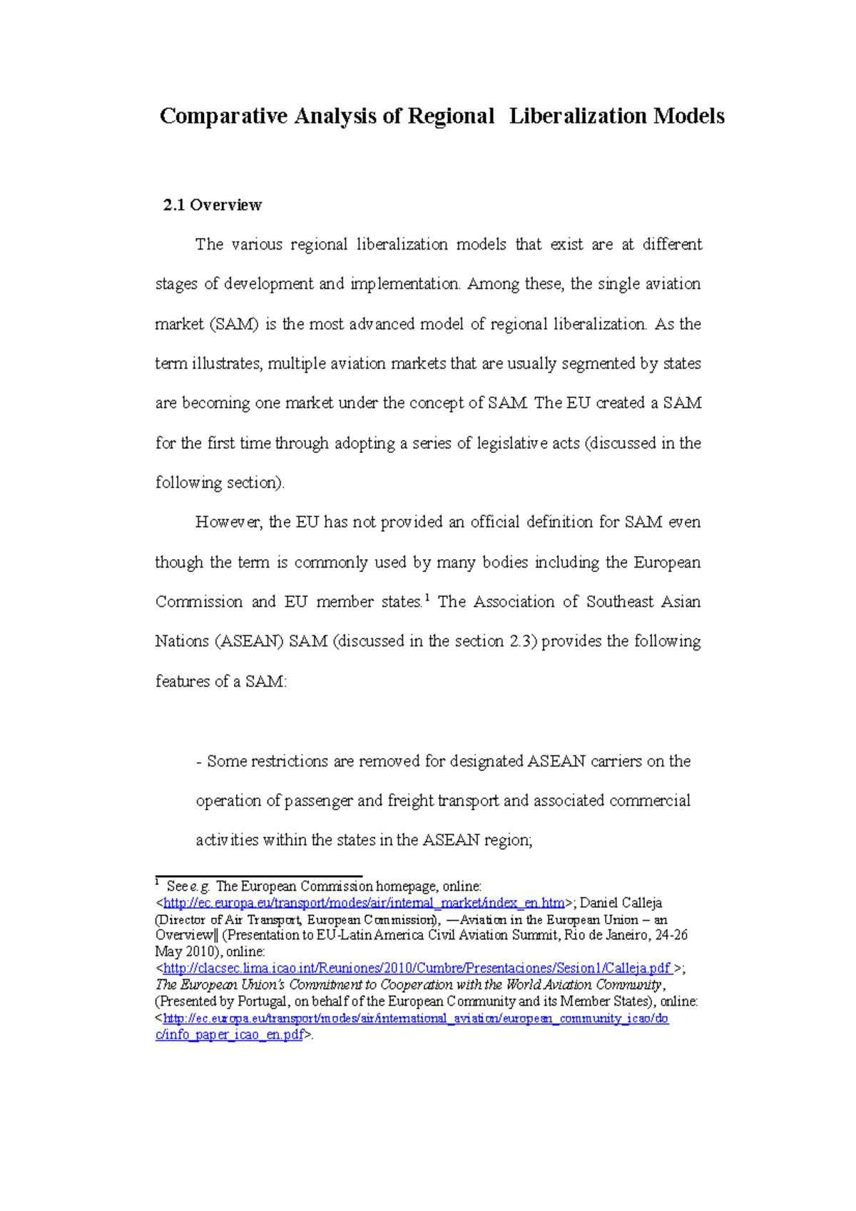 Comparative Analysis of Regional Liberalization Models - Among these ...