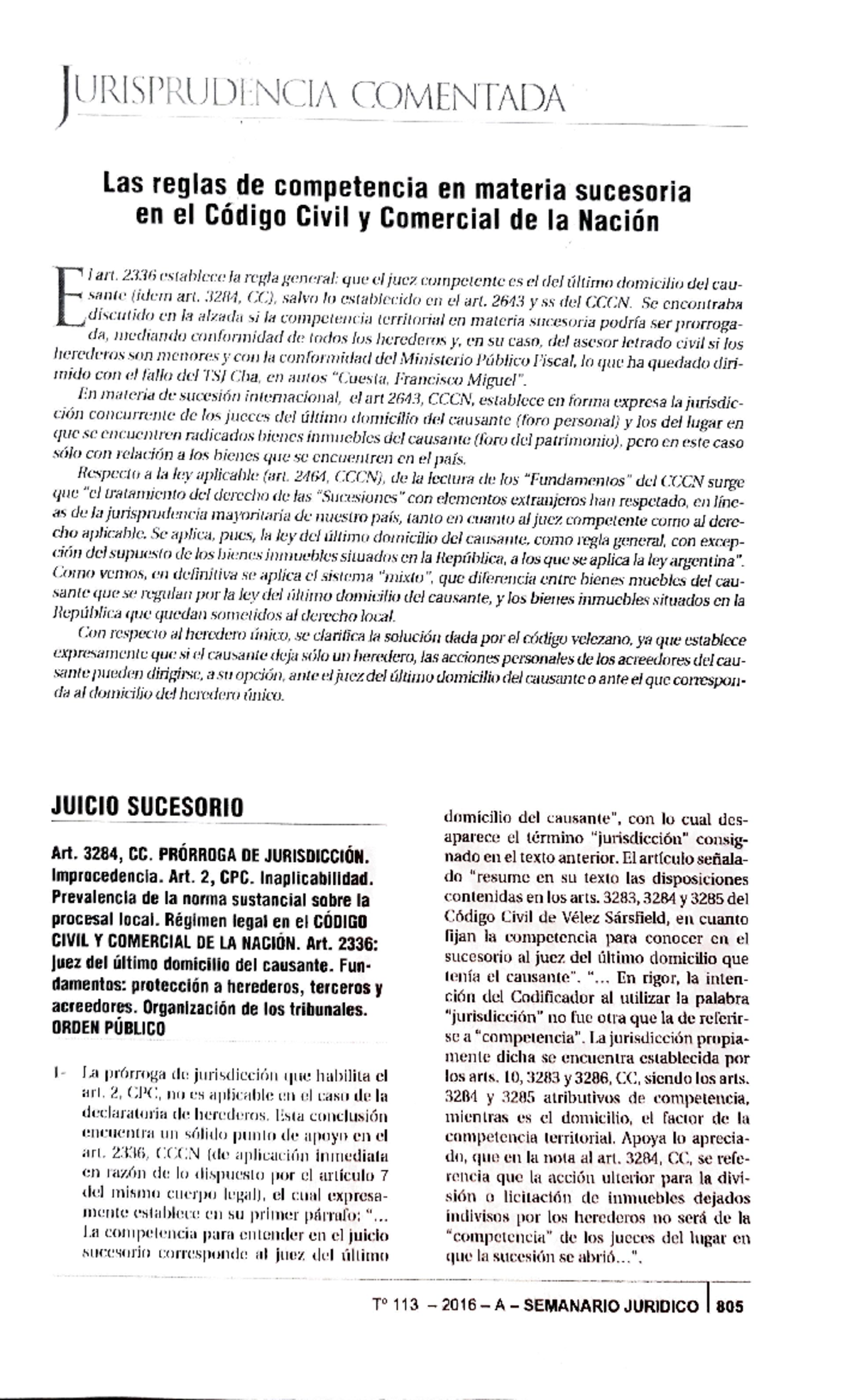 Las reglas de competencia en materia sucesoria en el Código Civil y ...