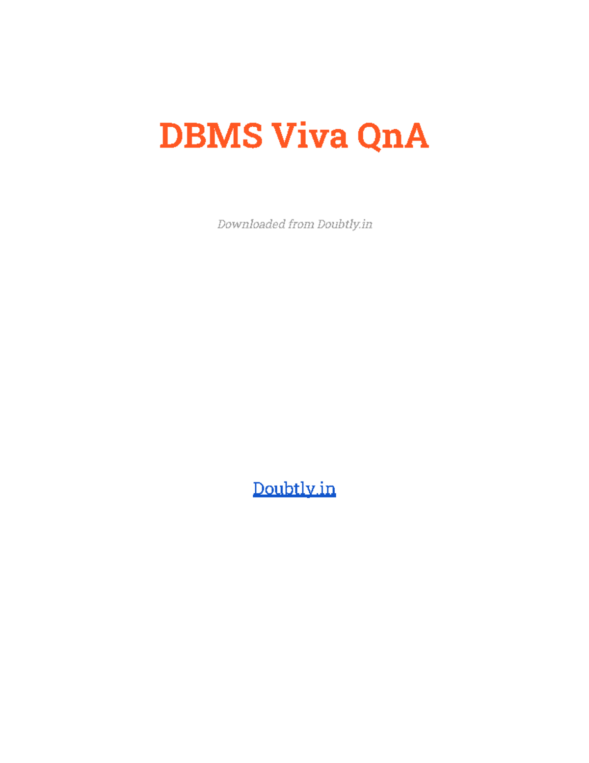 Data Base Management Systems Viva Questions and Answers By Doubtly.in ...
