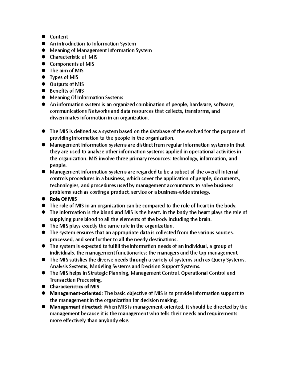 MIS Lecture - Hardware, software, data, procedures, people, Management ...